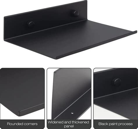 2 Delige Set 20 Cm Wandplanken Metaal Zwart Doucheplank Badkamerplank