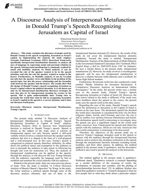 Trumps Jerusalem Speech A Discourse Analysis Trumps Jerusalem Speech A Discourse Analysis