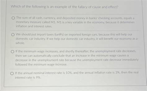 Solved Which Of The Following Is An Example Of The Fallacy
