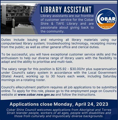 Csc Library Assistant The Cobar Weekly