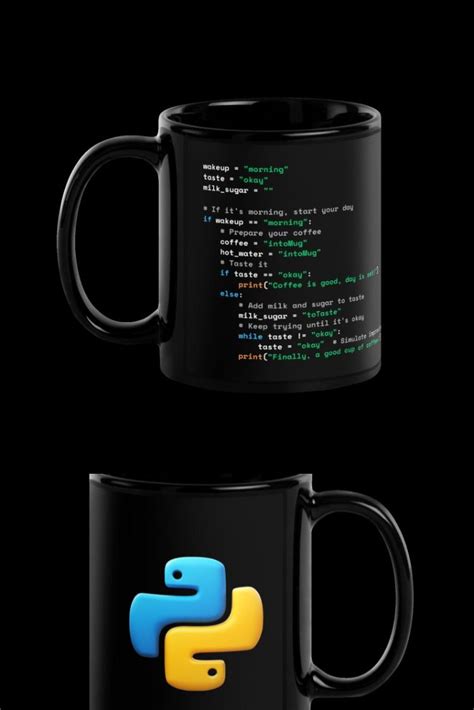 Python Tea Preparation Code Black Glossy Mug Etsy Coding Tutorials