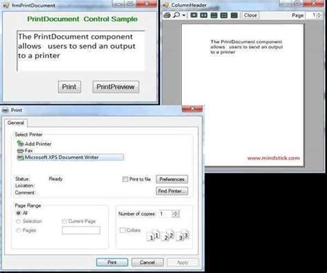 The Printpreviewdialog And Printdialog Control In Cnet Mindstick
