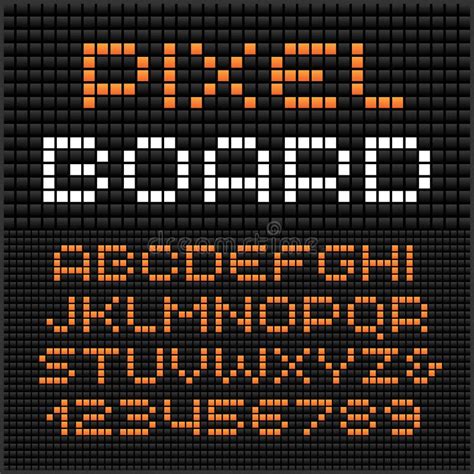 Pixel Font Vector Alphabet With Dots Effect Letters And Numbers Stock