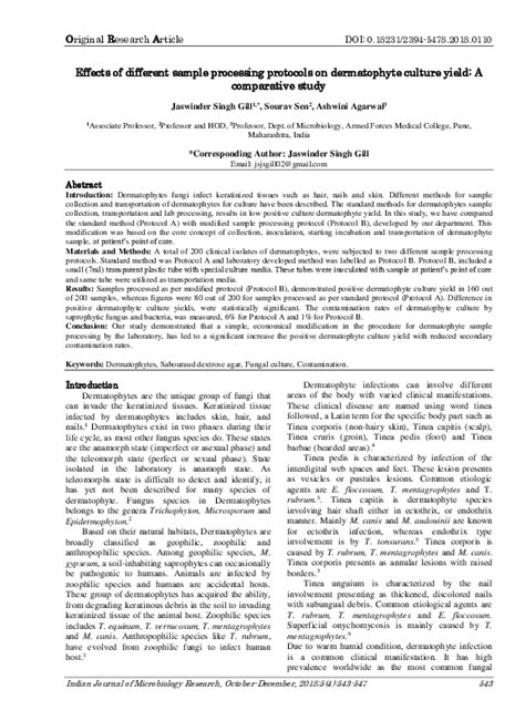 Pdf Effects Of Different Sample Processing Protocols On Dermatophyte
