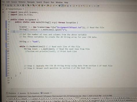 Solved How To Create A D Array Using A Csv File Java I Chegg