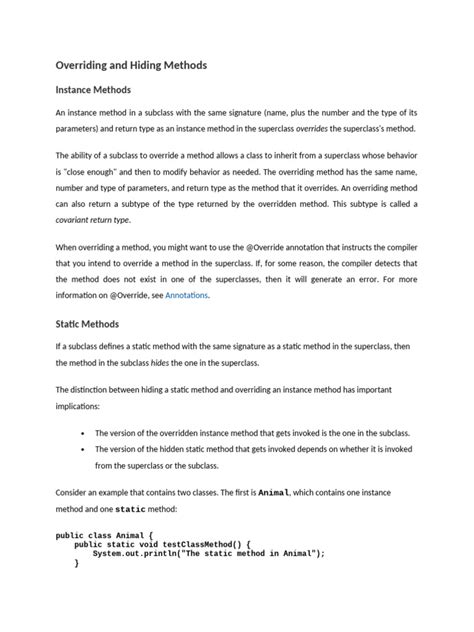 Overriding Vs Hiding Methods Explained Pdf Inheritance Object