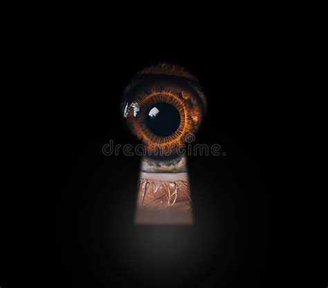 Open Human Eye In Keyhole Stock Image Image Of Security 336051193