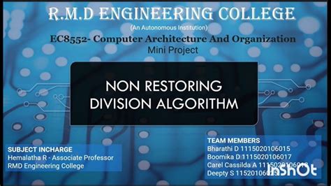 Non Restoring Division Algorthim Impementation Using C Programming