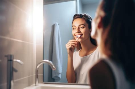 Premium Ai Image Cropped Shot Of A Woman Brushing Her Teeth At Home