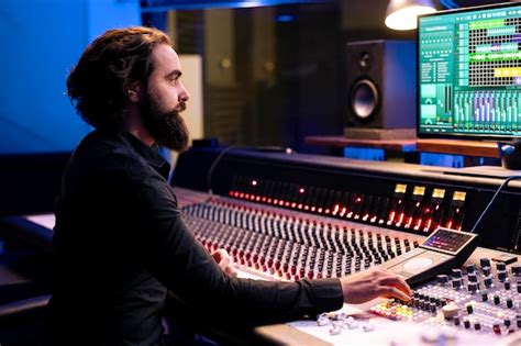 Premium Photo Tracking Engineer Editing New Music With Digital Audio