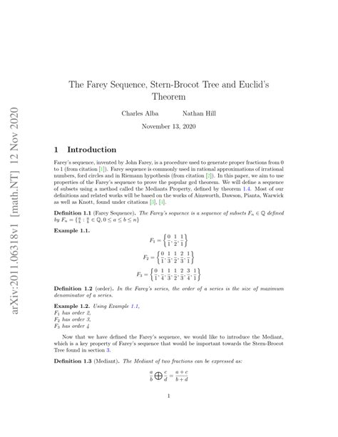 Pdf The Farey Sequence Stern Brocot Tree And Euclids Theorem