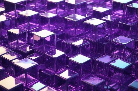 Premium Ai Image Vivid Iridescent Crystal Cubes On Abstract Purple Geometry Stunning 3d Render