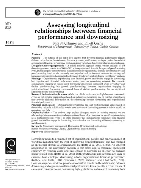 Assessing Longitudinal Relationships Between Financial Performance And