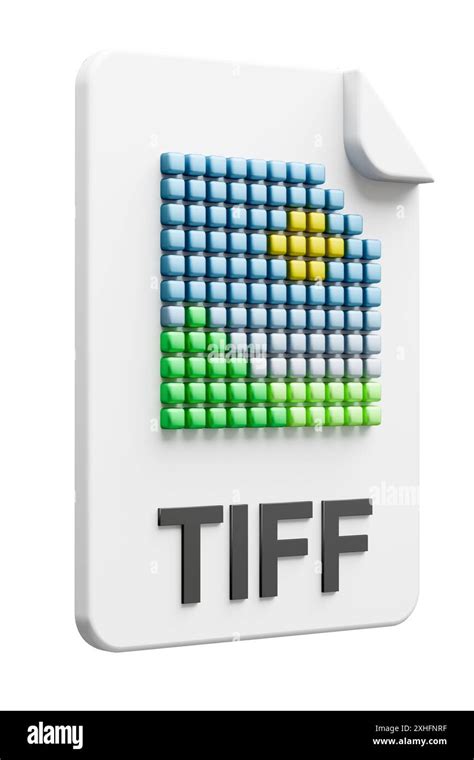 Threedimensional File Type Icon For The Raster Image Filetype TIFF Isolated On Pure White