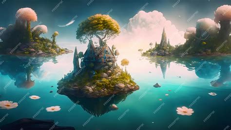 Premium Photo Fantasy Floating Island Digital Art Concept Art As