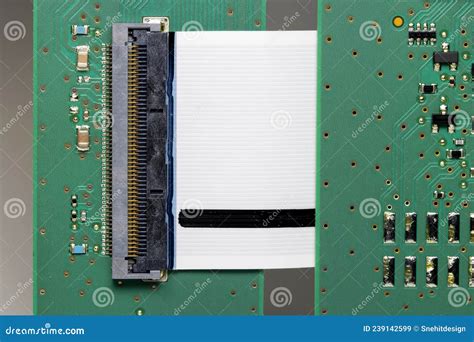 Flexible Cable Connector On Pcb Board Stock Image Image Of Macro Circuit