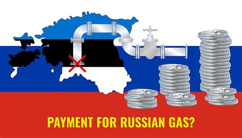 러시아의 국기에 국기와 에스토니아의지도 가스가 막힌 가스 파이프라인 루블 의 스택 러시아 가스에 대한 비문 지불 그림 0명에 대한 스톡 벡터 아트 및 기타 이미지 Istock