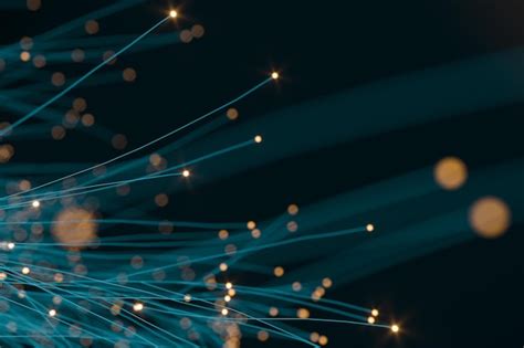 Premium Photo Glowing Particles And Lines With Dark Background D Rendering