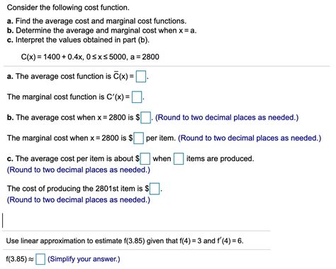 Solved Consider The Following Cost Function A Find The Chegg