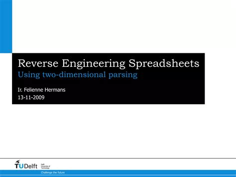 reverse engineering spreadsheets ppt