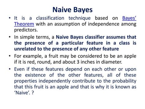 Unit2naivebayes Algorithms Used In Machine Learning Ppt