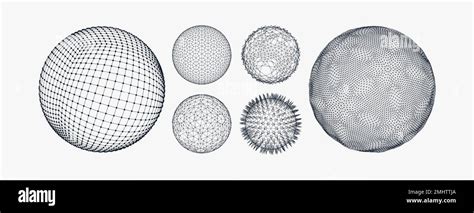 Sphere With Connected Lines And Dots Wireframe Illustration Abstract D Grid Design
