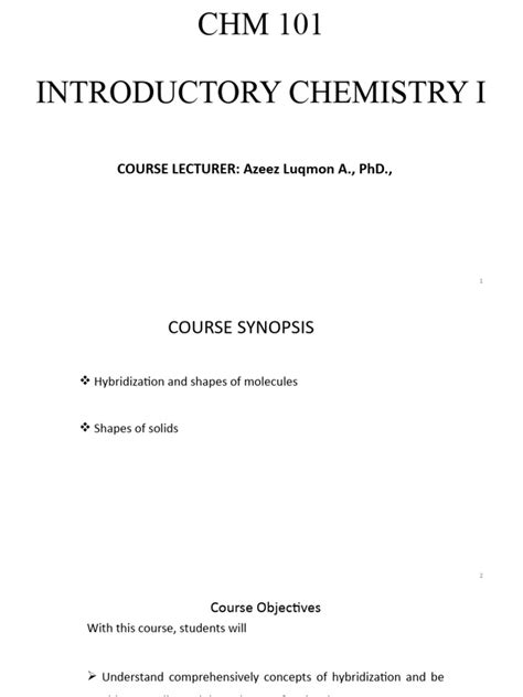 Chm 101 Introductory Chemistry I New Pdf Crystal Structure Materials