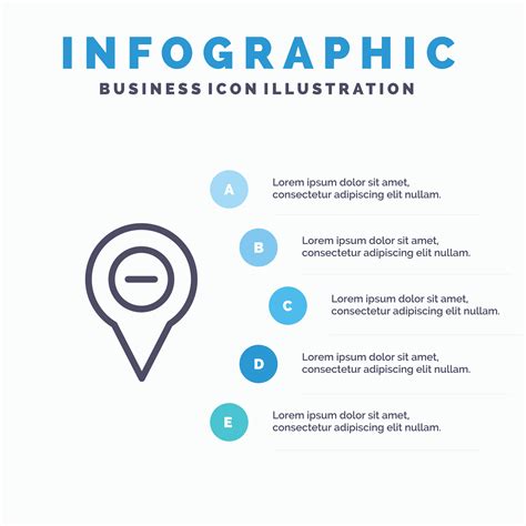 Location Map Navigation Pin Minus Line Icon With 5 Steps Presentation Infographics Background