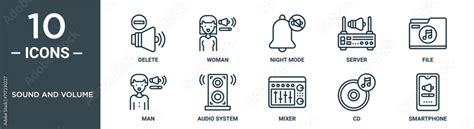 vecteur stock sound and volume outline icon set includes thin line
