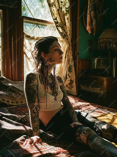 Premium Photo Hot Sexy Tattoo Girl In Fashion Style Photo Session