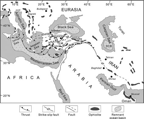 Tectonic Map Of The Tethyan Belt Showing Distribution Of Remnant Ocean