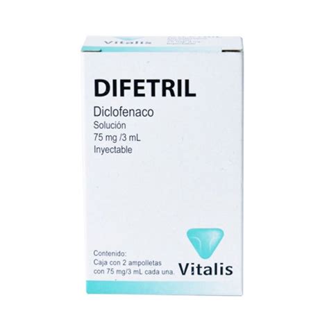 Difetril Diclofenaco 75mg3ml SoluciÓn Inyectable Caja C 2 Ampollet