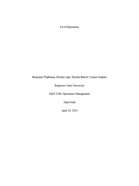 Level Operations Pdf