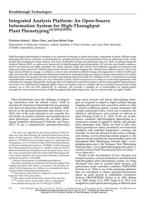 PDF Integrated Analysis Platform An Open Source Information System For High Throughput Plant