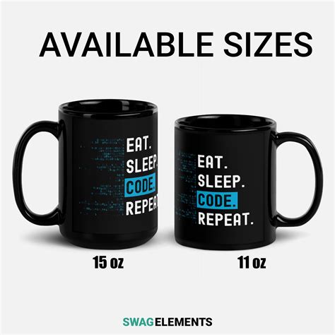 Black Coder Mug Eat Sleep Code Repeat Mug Java Programmer T Software Developer Coding Mug