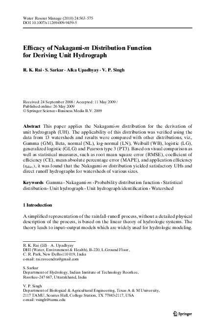 pdf efficacy of nakagami m distribution function for deriving unit