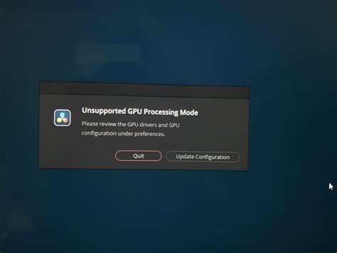 unsupported gpu processing mode r davinciresolve