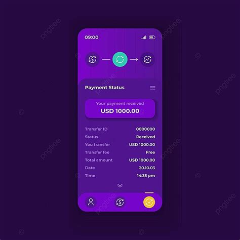 Mobile Payment App Ui With Dark Theme Layout And Transaction Status Vector Detail Application