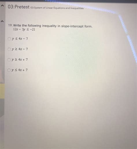 Solved 03 Pretest 03 System Of Linear Equations And