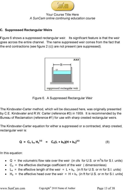 Weir Calculation Spreadsheet Pertaining To Open Channel Flow Measurement Weirs And Flumes Pdf