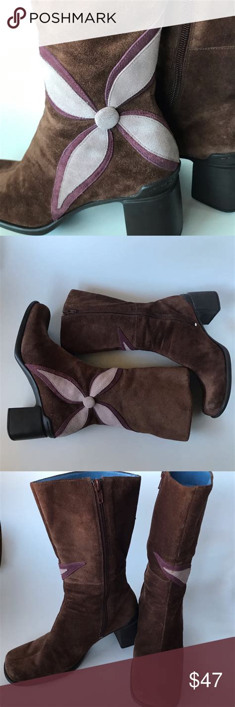 Indigo By Clarks Brown Leather Boots Size 75 Lace Up Heel Boots