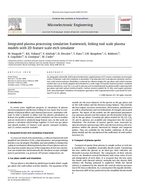 pdf integrated plasma processing simulation framework linking tool
