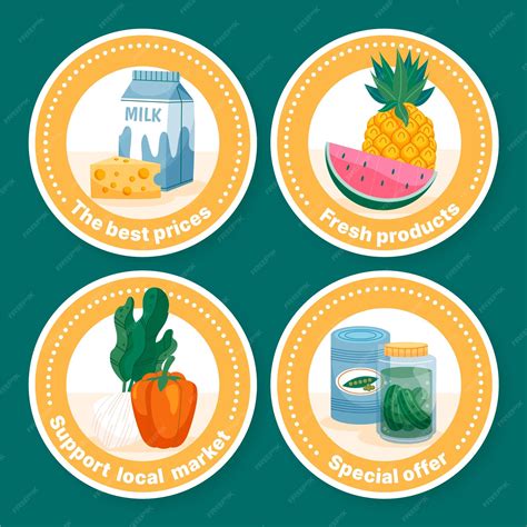 free vector hand drawn grocery store labels