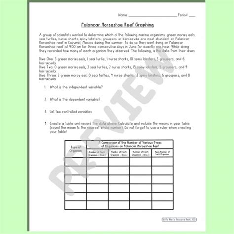 Science Graphing Worksheet Marine Practice Worksheet Data Analysis