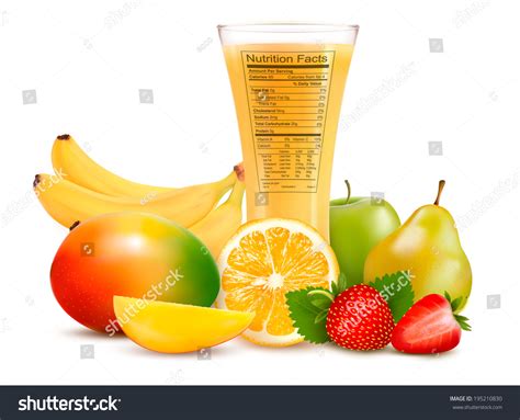 Fresh Fruit Glass Juice Nutrition Facts Stock Illustration 195210830