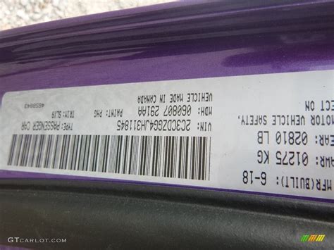 2018 Challenger Color Code Phg For Plum Crazy Pearl Photo 127792949