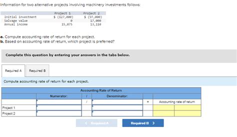 Solved Information For Two Alternative Projects Involving