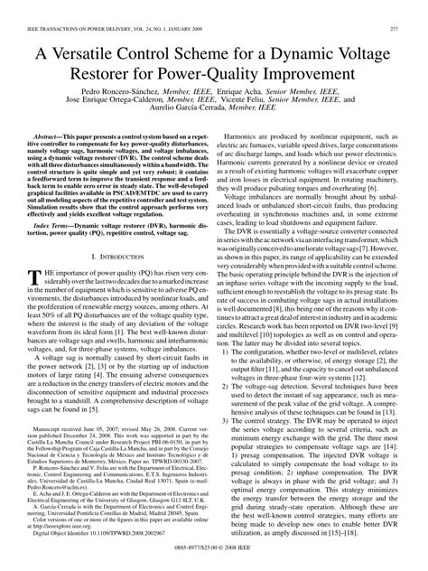 Pdf A Versatile Control Scheme For A Dynamic Voltage Restorer For