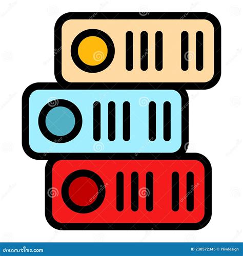 Office Stack Folders Icon Color Outline Vector Stock Illustration Illustration Of Document