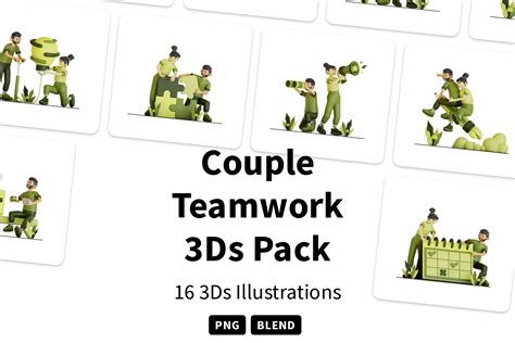 Premium Couple Teamwork 3d Illustration Pack From People 3d Illustrations